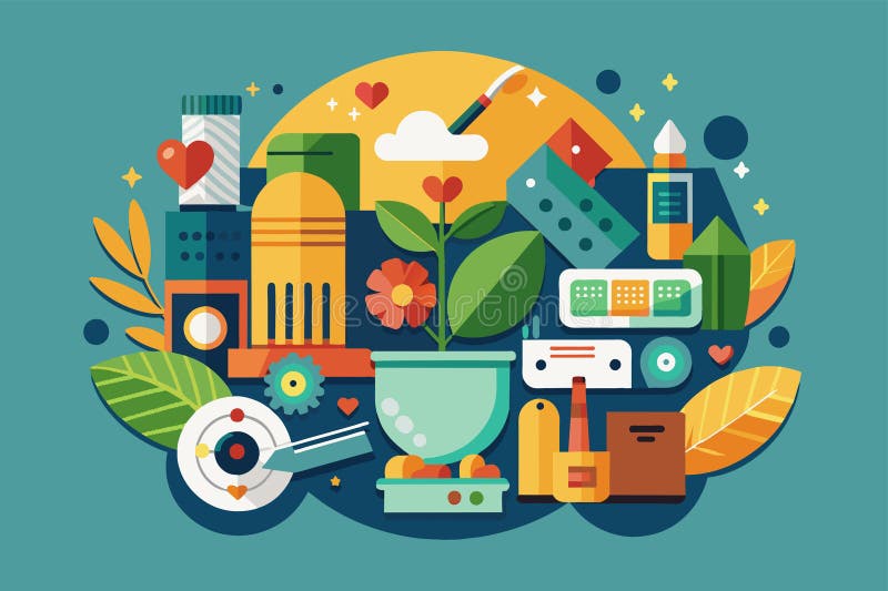 Diverse Collection of Items Arranged on a Blue Backdrop, Upcycle ...