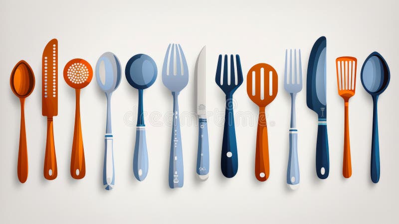 A Diverse Collection of Kitchen Utensils in Various Colors Neatly ...
