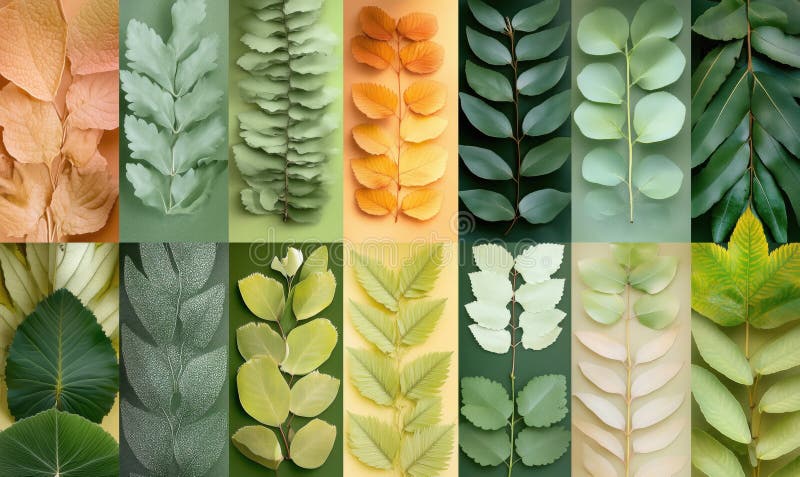 Diverse Collection of Leaves in Various Colors and Textures Displayed ...