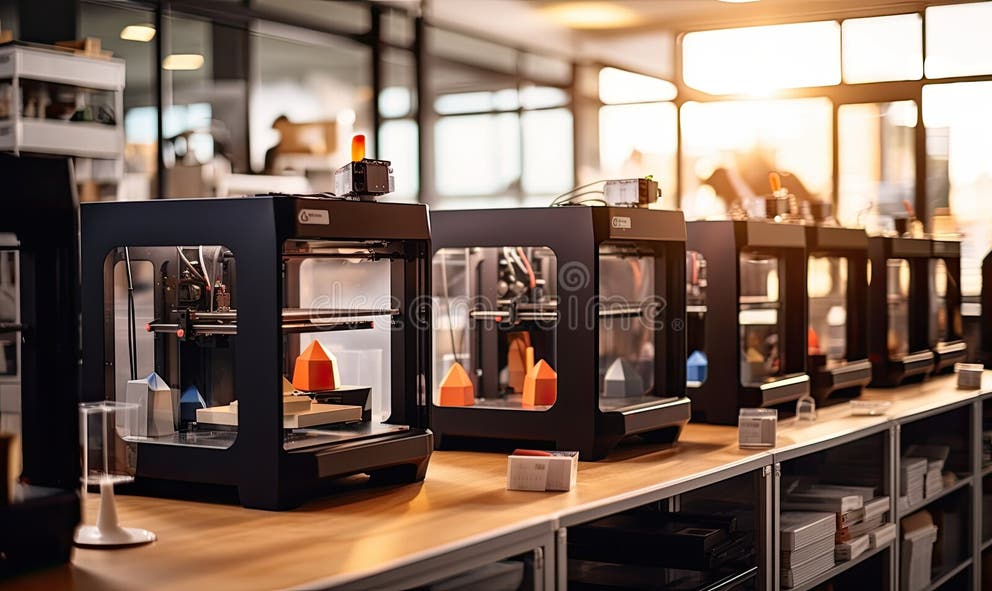 A Diverse Collection of Machines in a Bustling Room Stock Illustration ...