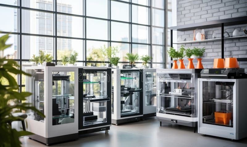 A Diverse Collection of Machines in a Bustling Room Stock Illustration ...