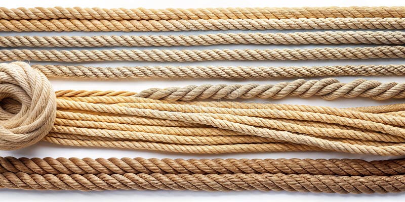 Diverse Collection of Ropes and Strings Isolated on White Background ...