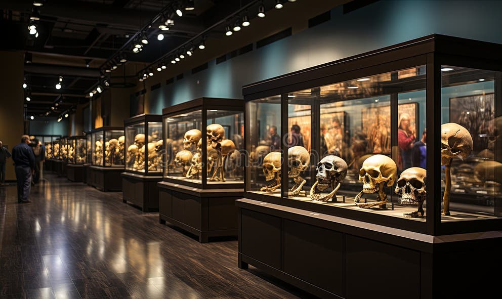 Diverse Collection of Skulls in Museum Stock Photo - Image of ...