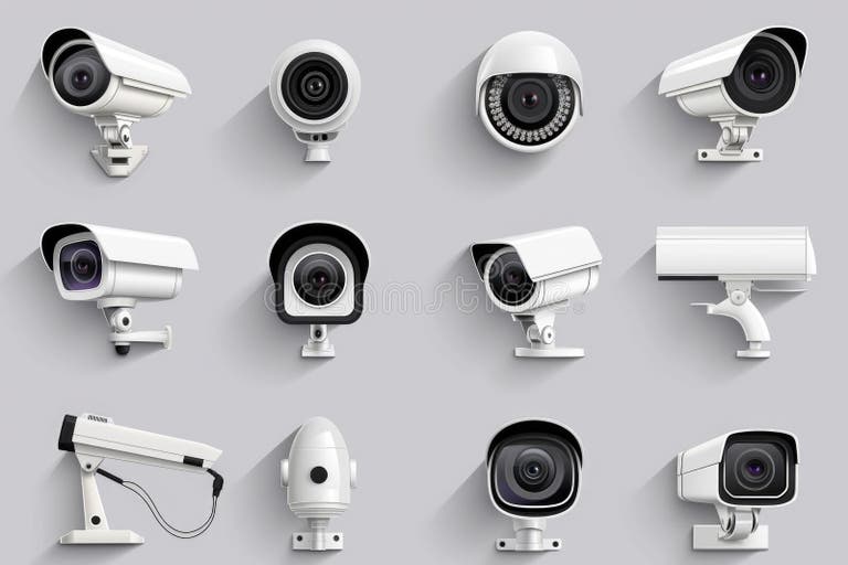 A Diverse Collection of Surveillance Cameras Featuring Different Types ...