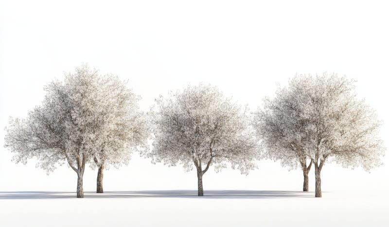 A Diverse Collection of Various Types of Trees Displayed on a White ...