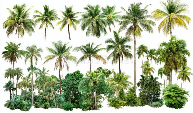 A Diverse Collection of Various Types of Trees Displayed on a White ...