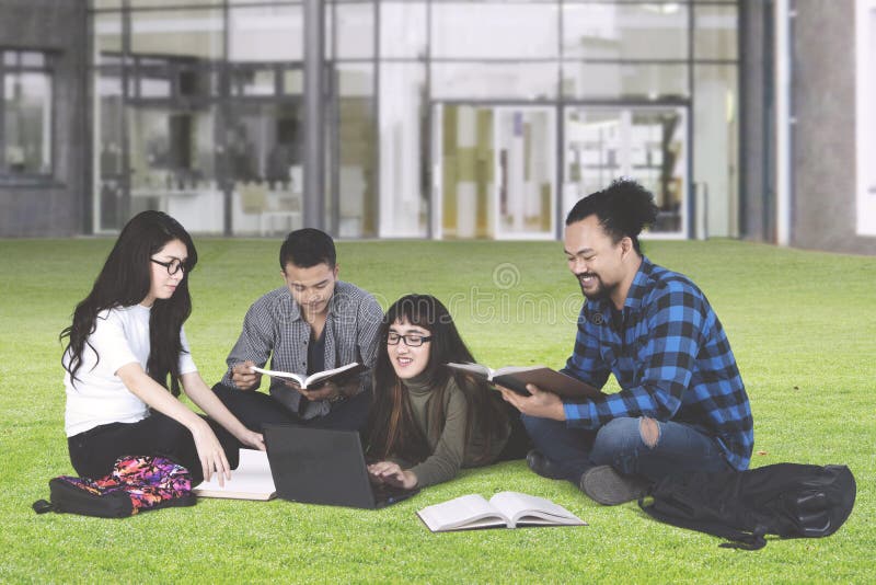 Diverse College Students Studying in the Park Stock Image - Image of ...