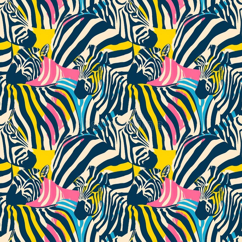 Diverse Colored Zebra Seamless Pattern Stock Illustration ...