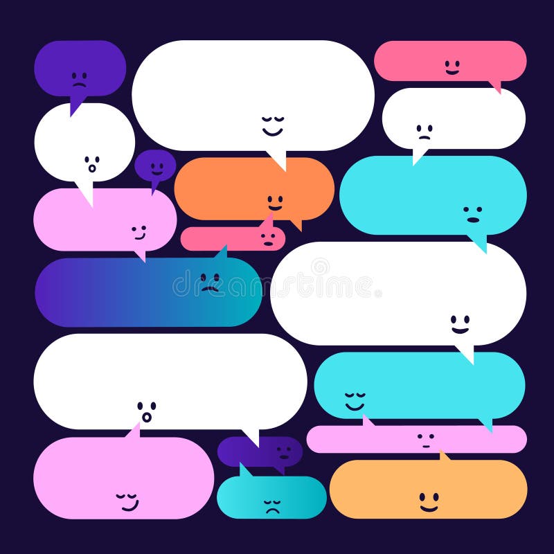 Diverse Colorful Chat Bubble Character Illustration Set Stock ...