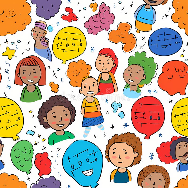 Diverse Colorful Chat Bubble Set, a Group of Cartoon Characters Stock ...