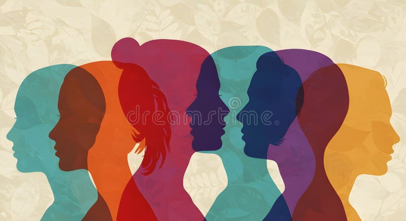 Diverse Colorful Female Silhouettes Symbolizing Unity and Identity ...