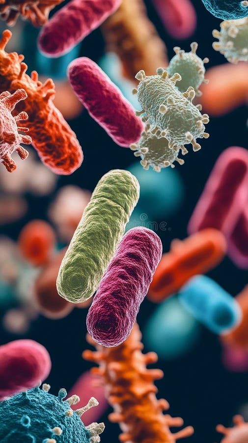 Diverse Colorful Microorganisms, Bacteria and Viruses. Unique Texture ...