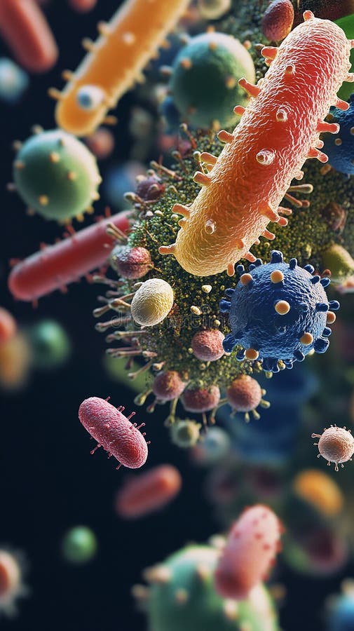 Diverse Colorful Microorganisms, Bacteria and Viruses. Unique Texture ...