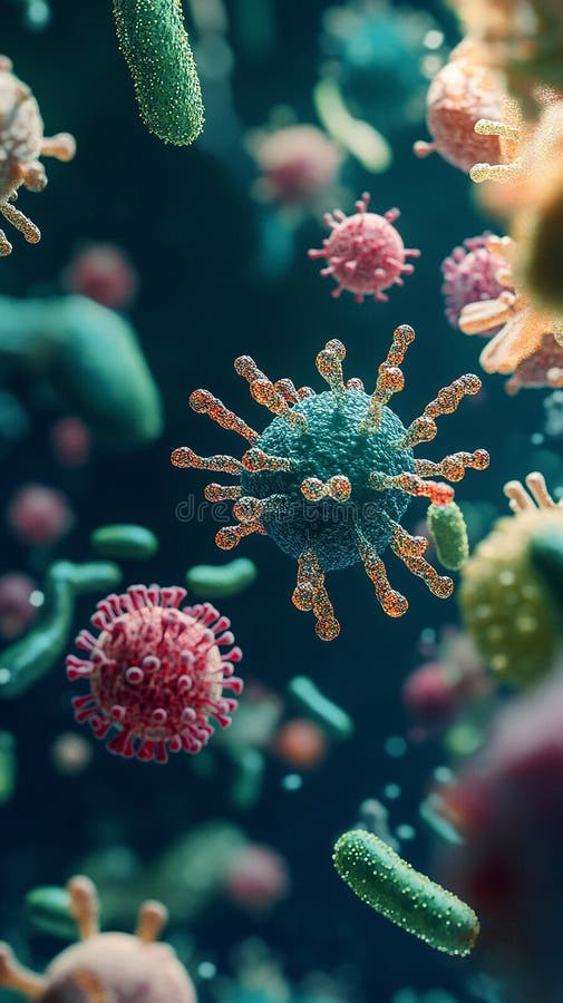 Diverse Colorful Microorganisms, Bacteria and Viruses. Unique Texture ...