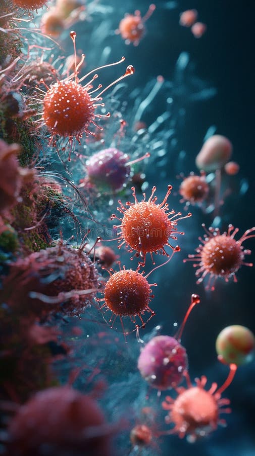 Diverse Colorful Microorganisms, Bacteria and Viruses. Unique Texture ...