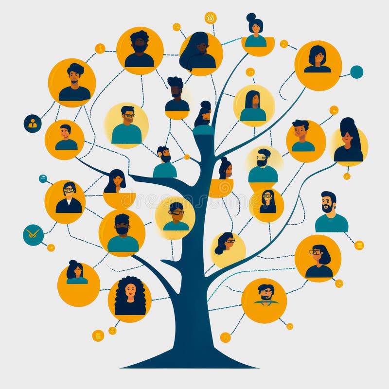 Diverse Community Connections Illustrated in a Stylized Family Tree ...