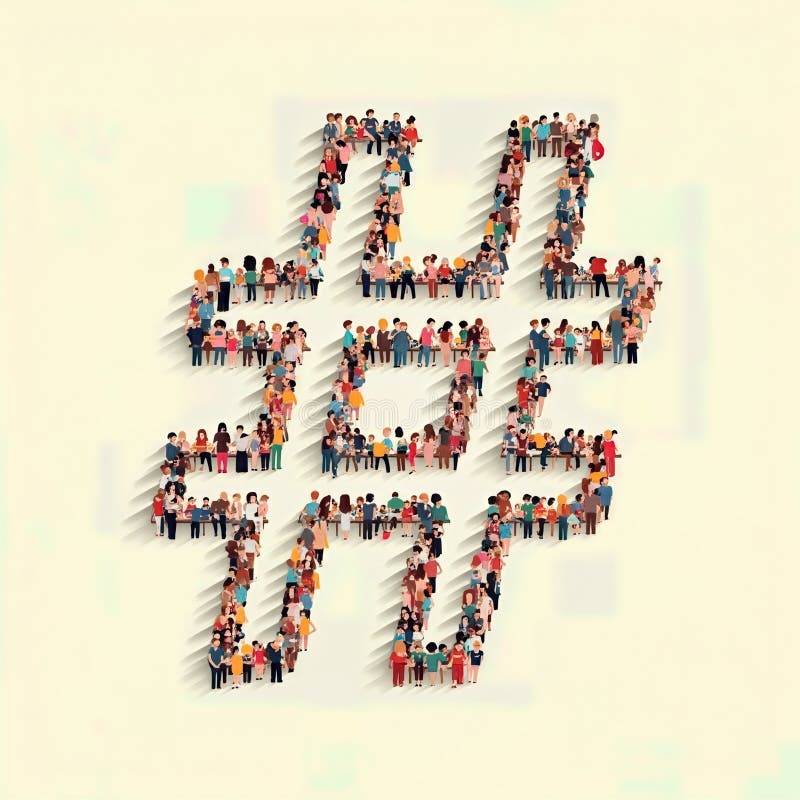 Diverse Community Forms Hashtag Symbol Pattern Stock Illustration ...