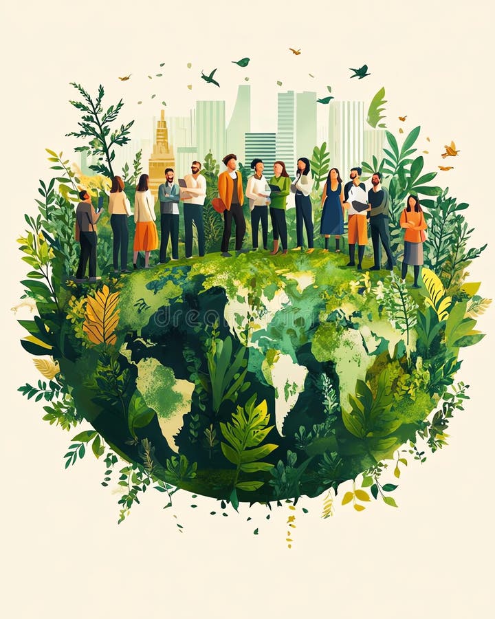 Diverse Community on a Lush, Green Planet Stock Photo - Image of flora ...