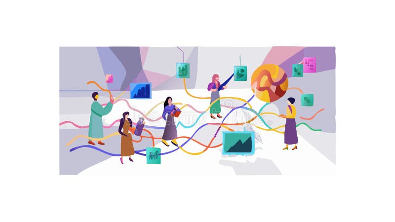 Diverse Community Network Connecting People with Digital Lines, Vector ...