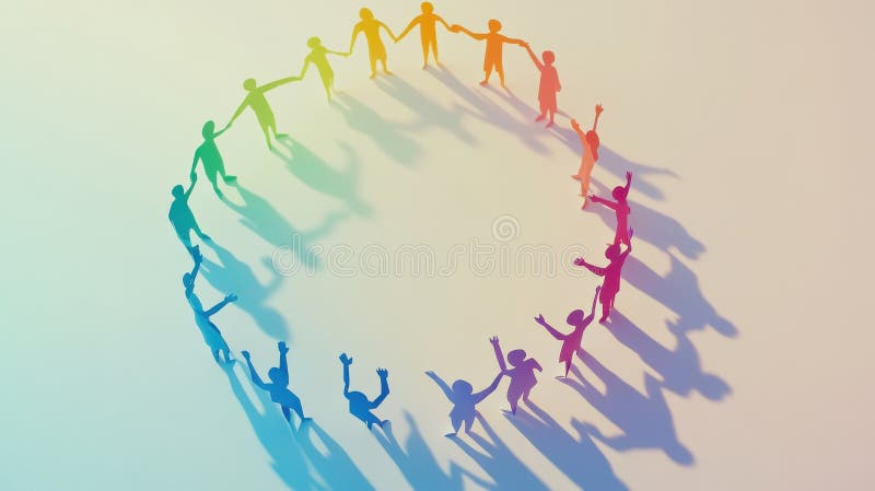 Diverse Community Unity Concept Depicted with Rainbow-hued Paper ...