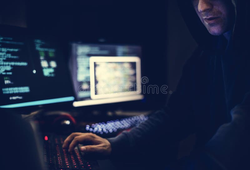 Diverse Computer Hacking Shoot with Computer Stock Image - Image of ...