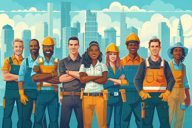 A Diverse and Confident Group of Construction Workers and Professionals ...