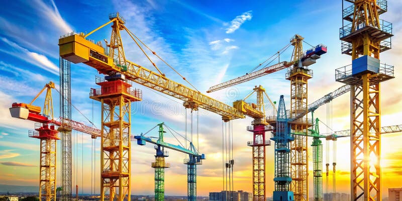Diverse Construction Crane Images Silhouettes Clipart and Illustrations ...