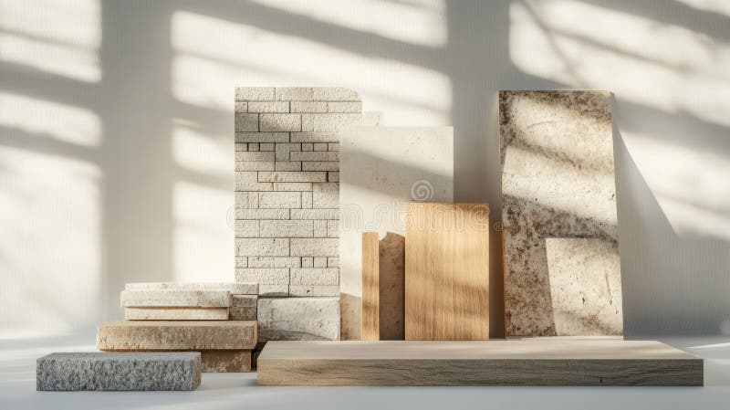 Diverse Construction Materials Including Bricks, Wood, and Concrete ...