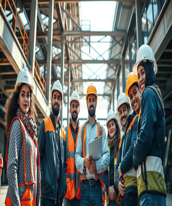 Diverse Construction Team Collaborating on Building Development Plans ...