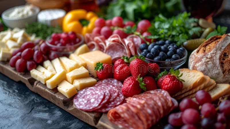 A Diverse Continental Breakfast Spread with an Array of Fruits, Cheeses ...