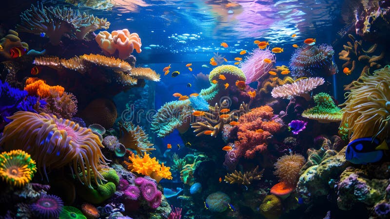 Diverse Coral Reef Ecosystem Stock Illustration - Illustration of deep ...