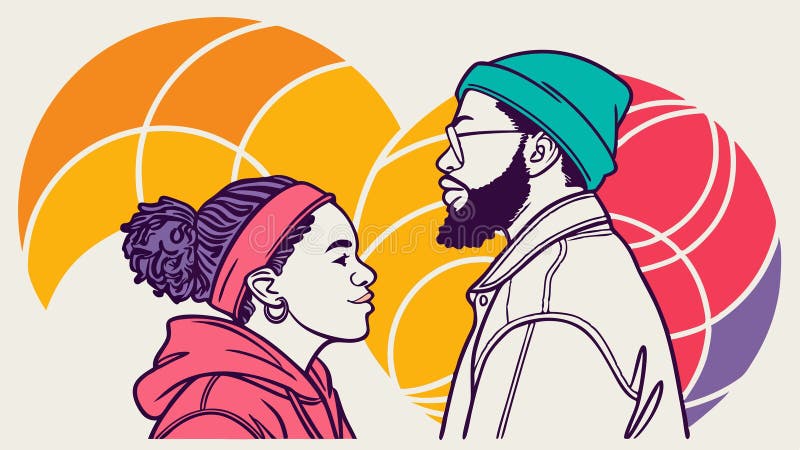 Diverse Couple Connected, Relationship and Empathy, Vector Design ...