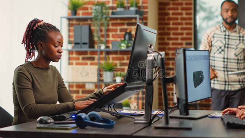 Diverse Coworkers Working on Software Development on Multi Monitors ...