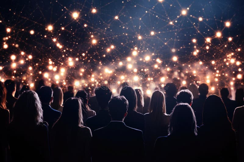 Diverse Crowd Observing Illuminated Network with Glowing Lights in ...