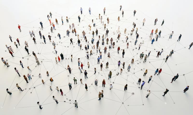 Diverse Crowd of People Connected by Network Lines Representing Social ...