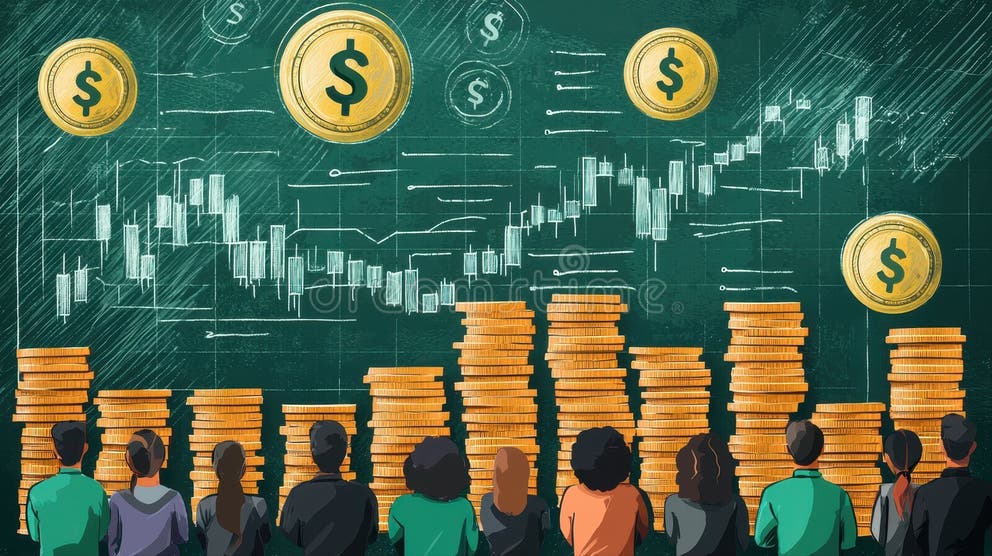 Diverse Crowd of People Standing in Front of a Chalkboard with a Chart ...