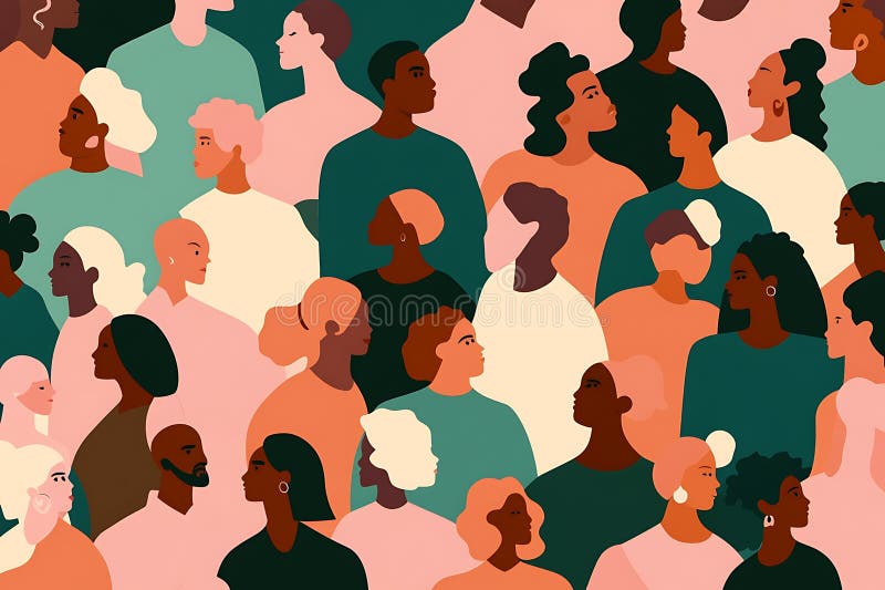Diverse Crowd of People, Unity, Equality, Inclusion, Modern Abstract ...