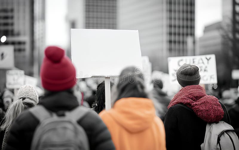 Diverse Crowd Protesting in Urban Setting with Blank Signs Stock Image ...