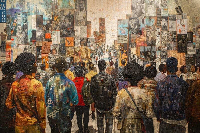 Diverse Crowd Viewing Historical Collage with Cultural Portraits and ...