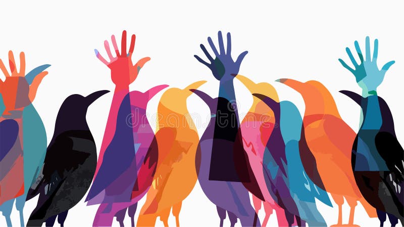 Diverse Crowds Celebrate Unity by Raising Hands - Abstract Conceptual ...