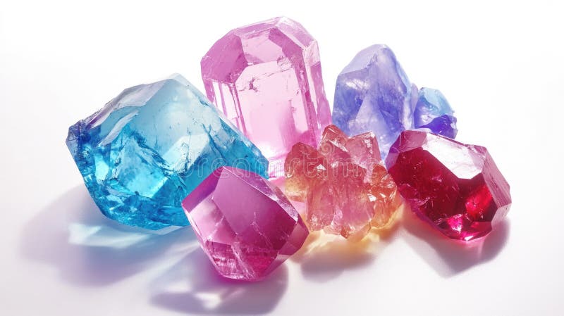 Diverse Crystals on White Background Stock Image - Image of mineralogy ...