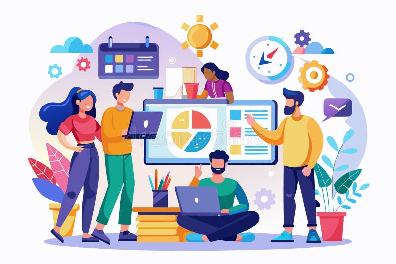 A Diverse Design Team Collaborates on a Project Using Laptops and ...