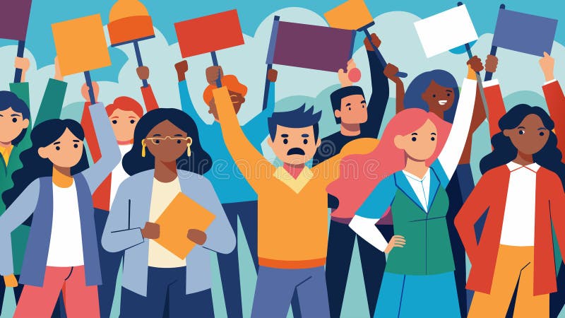 A Diverse and Determined Crowd of Students Marching Together Their ...