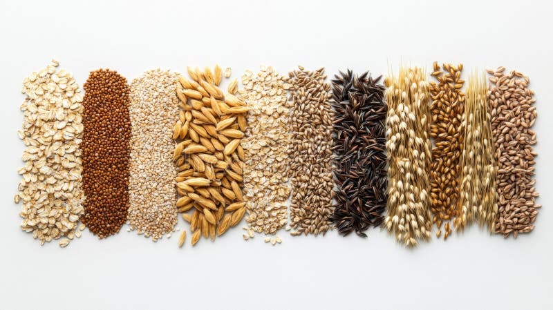 A Diverse Display of Various Grains Including Oats, Rye, Millet, and ...