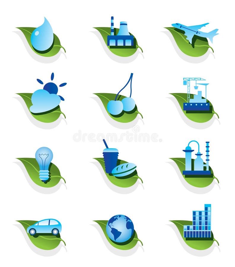 Diverse Ecological Icons Set Stock Vector - Illustration of road, clean ...