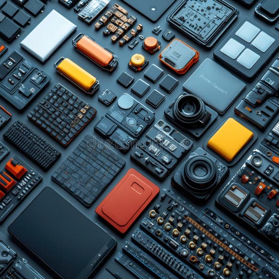 Diverse Electronic Gadgets and Components Stock Image - Image of ...