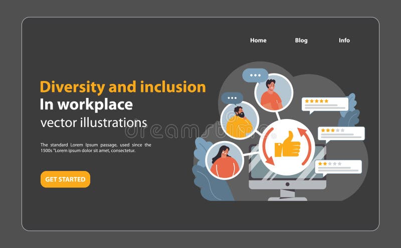 Diverse Employees Around a Computer Screen. Flat Vector Illustration ...