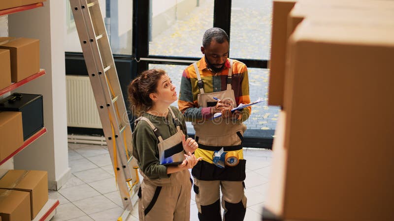 Diverse Employees Checking Products List Stock Image - Image of goods, depot: 276726487