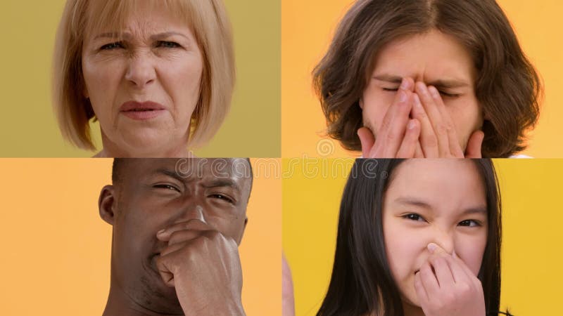 Diverse Group Expressing Emotions with Gestures in a Vibrant Collage ...