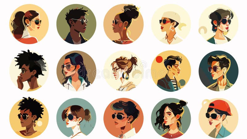 Diverse Face Avatars Bundle for Creative Projects Stock Illustration ...